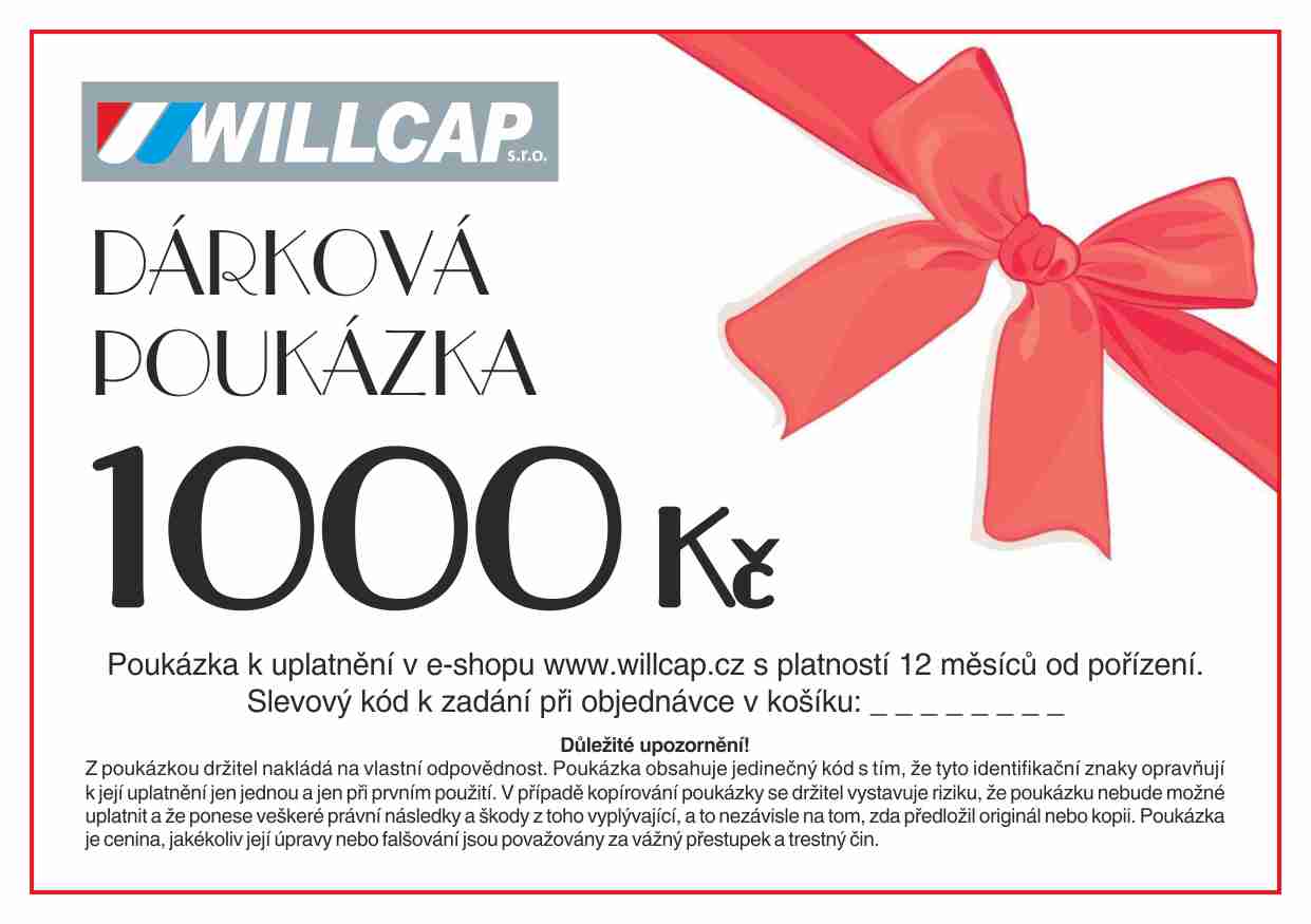 Dárková poukázka Willcap 1000 Kč - fyzická | Willcap.cz